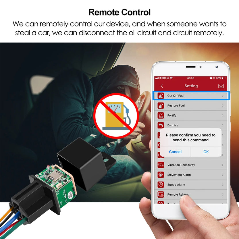 MiCODUS MV720 Relay GPS Tracker 9-90V Cut Off Fuel Mini GPS Tracker Fo